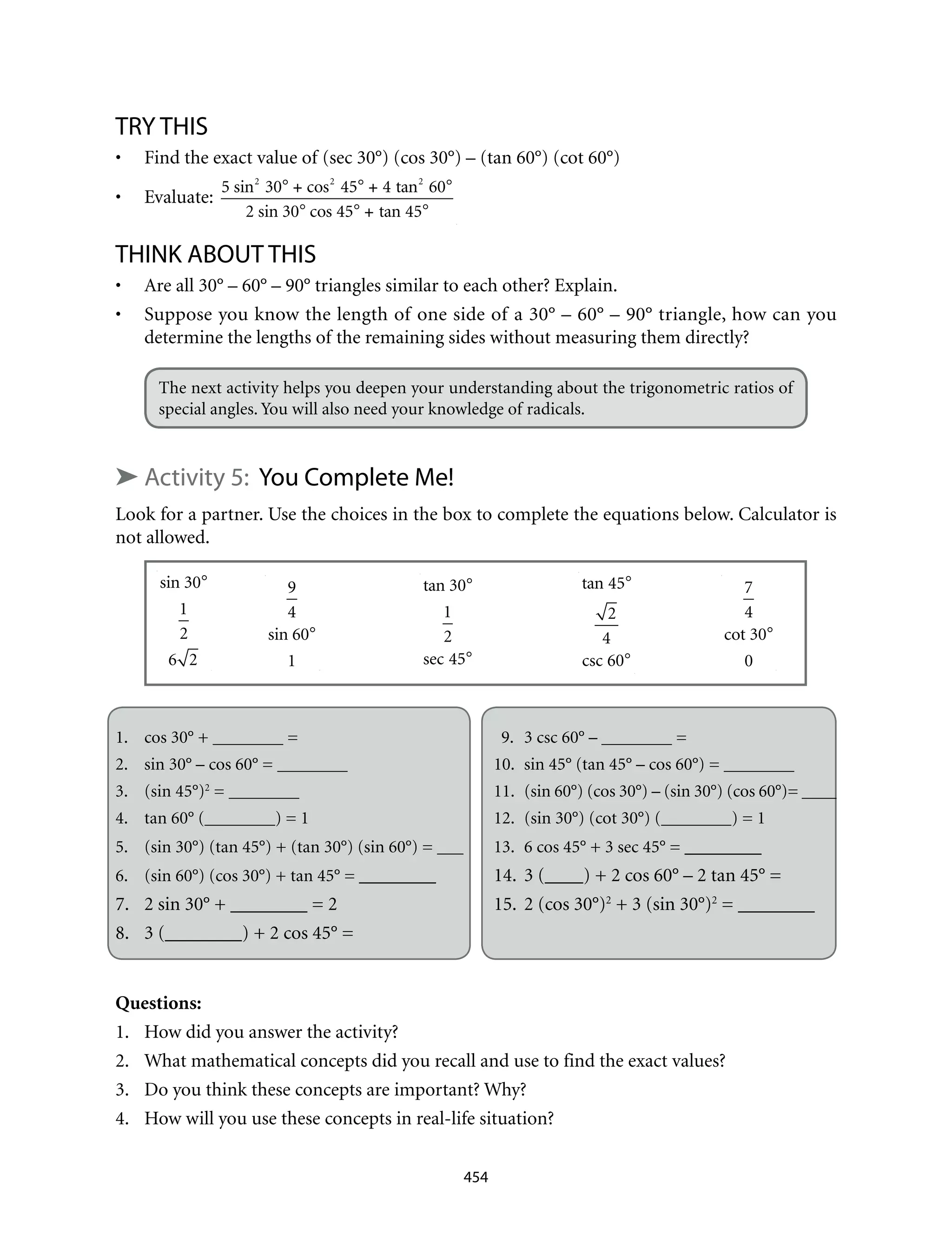 Grade 9 Mathematics Module 7 Triangle Trigonometry | PDF
