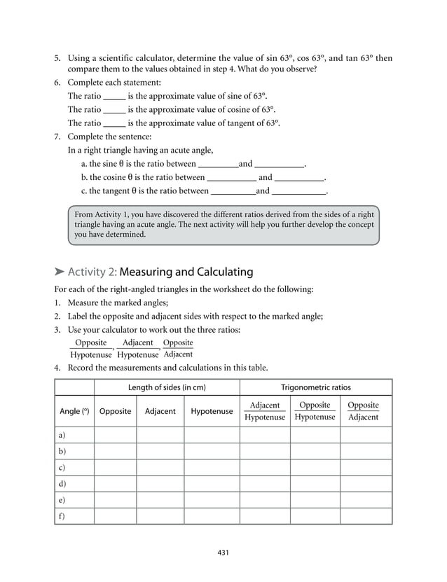 Grade 9 Mathematics Module 7 Triangle Trigonometry | PDF