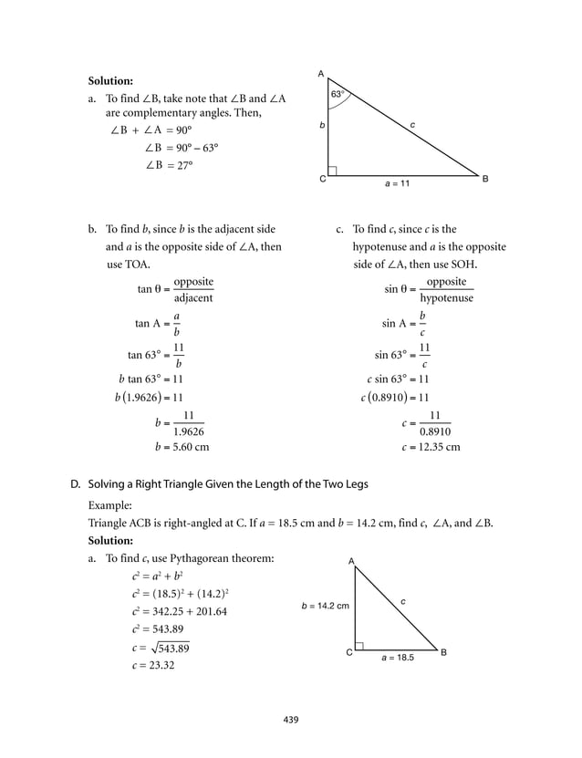 Grade 9 Mathematics Module 7 Triangle Trigonometry | PDF