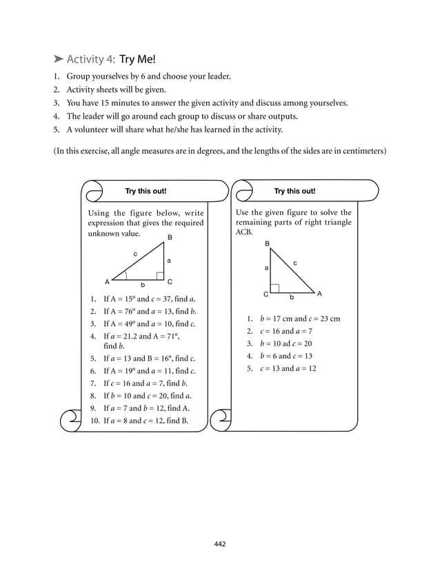 Grade 9 Mathematics Module 7 Triangle Trigonometry | PDF
