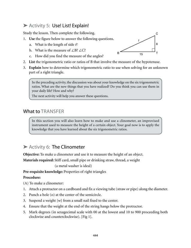 Grade 9 Mathematics Module 7 Triangle Trigonometry | PDF