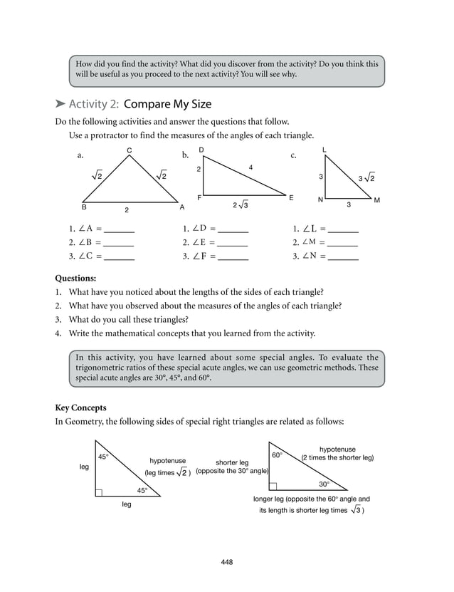 Grade 9 Mathematics Module 7 Triangle Trigonometry | PDF