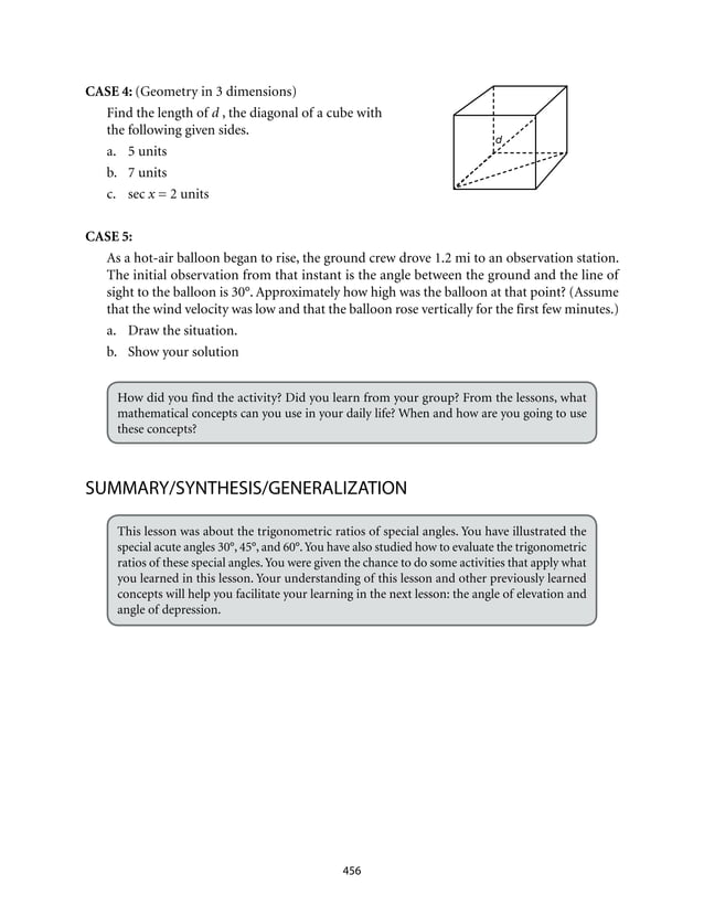 Grade 9 Mathematics Module 7 Triangle Trigonometry | PDF