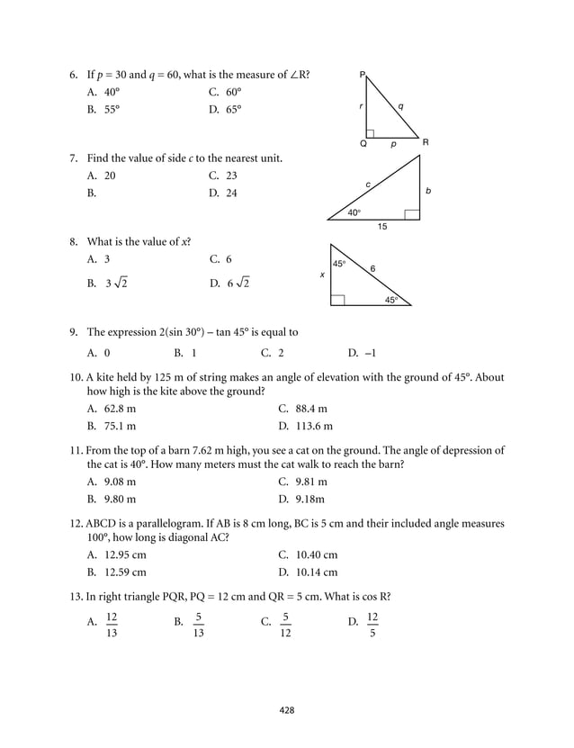 Grade 9 Mathematics Module 7 Triangle Trigonometry | PDF