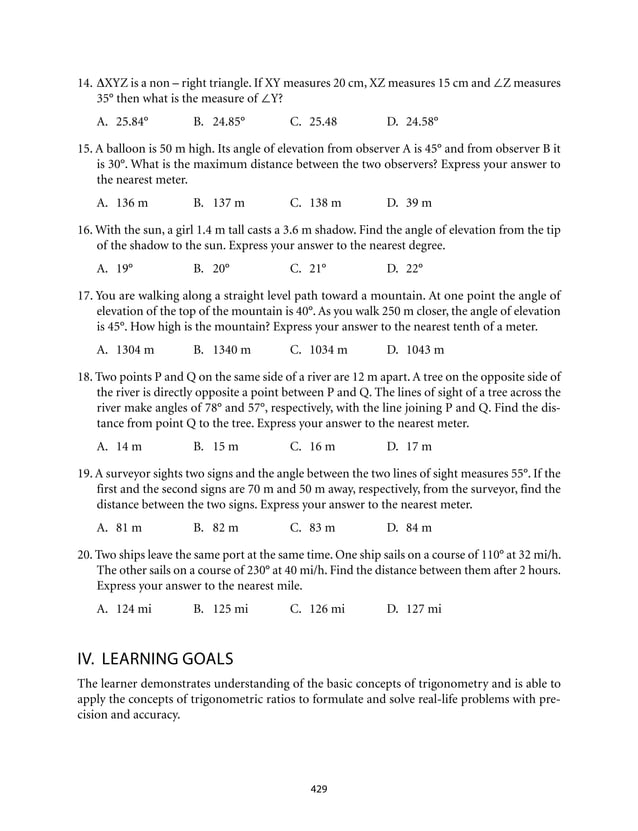 Grade 9 Mathematics Module 7 Triangle Trigonometry | PDF