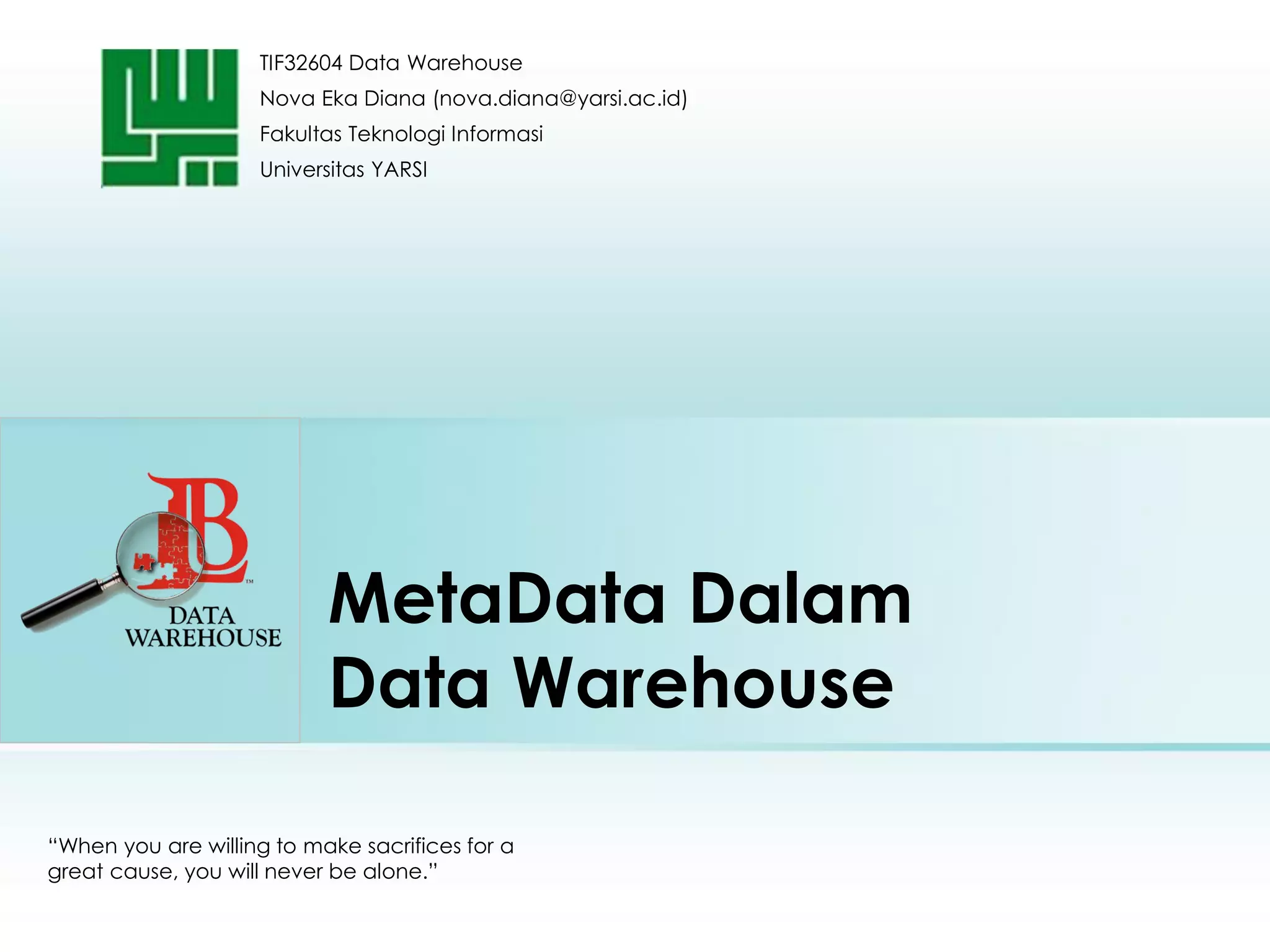 Meta Data dalam Data Warehouse | PDF