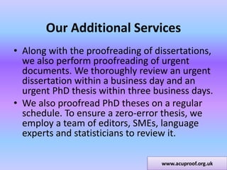 Dissertation and Thesis Proofreading Services in United Kingdom | PPT