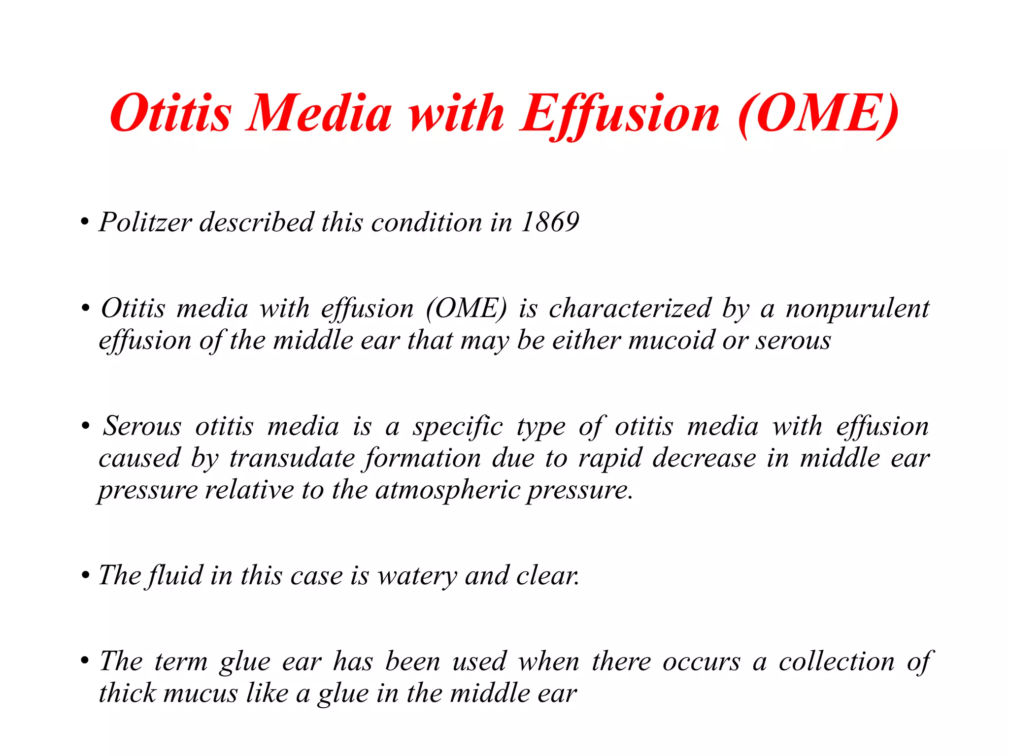 NONSUPPURATIVE OTITIS MEDIA | PPTX