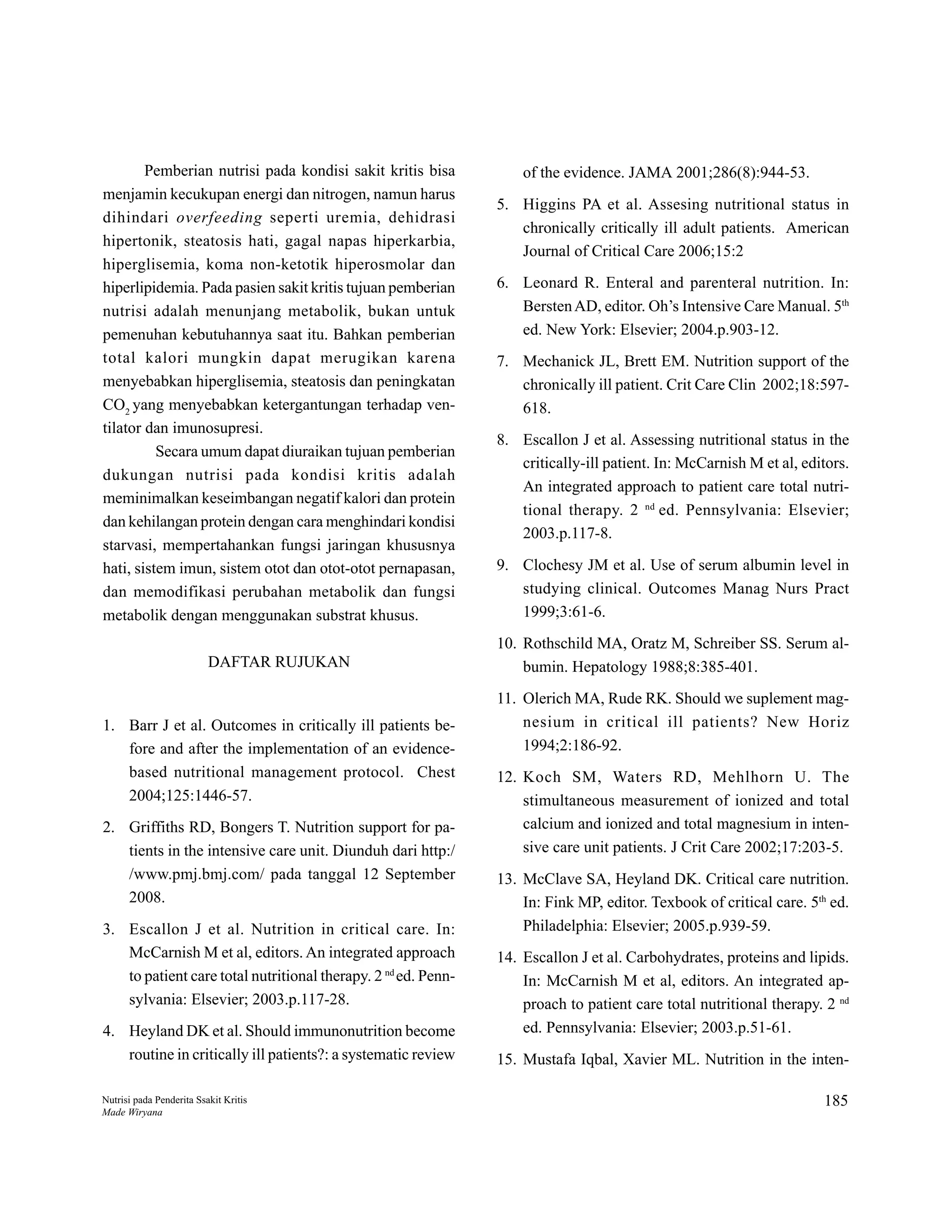 9 nutrisi pada penderita sakit kritis | PDF