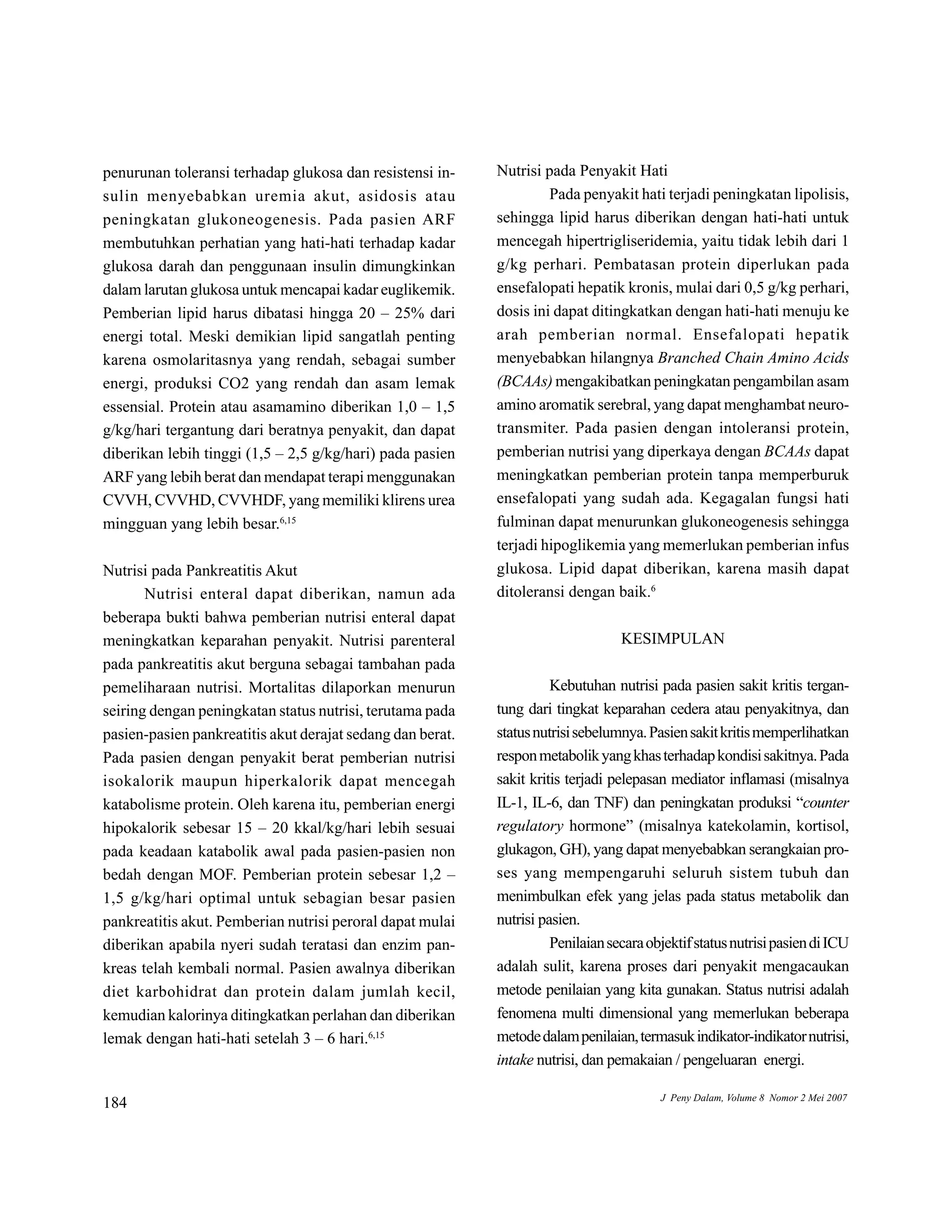 9 nutrisi pada penderita sakit kritis | PDF
