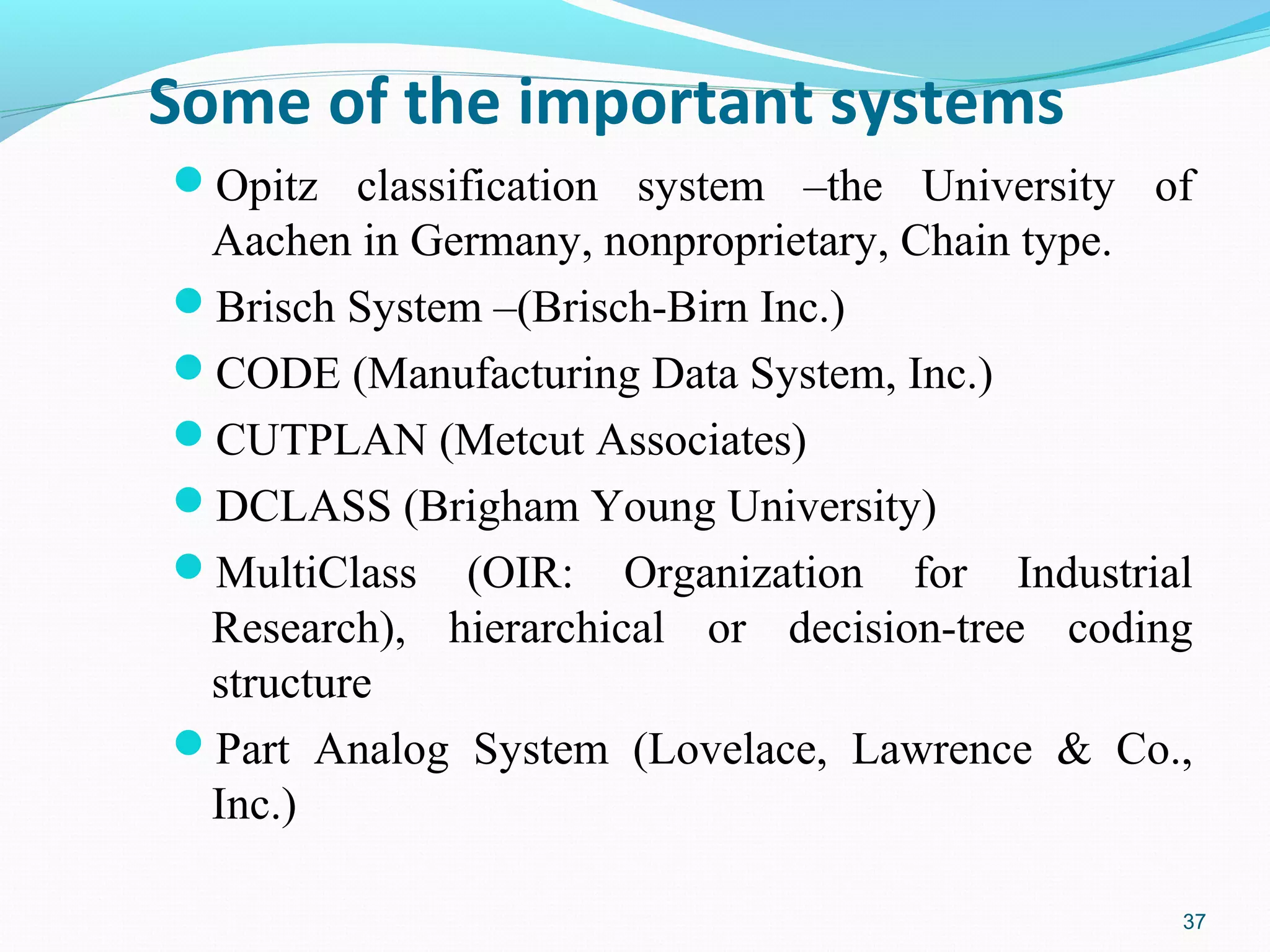 Group Technology, coding and cell design | PPT