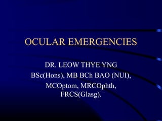 Ocular emergencies | PPT