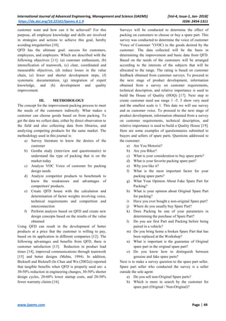 Packing Improvement by using of Quality Function Deployment Method: A Case Study in Spare Part ...