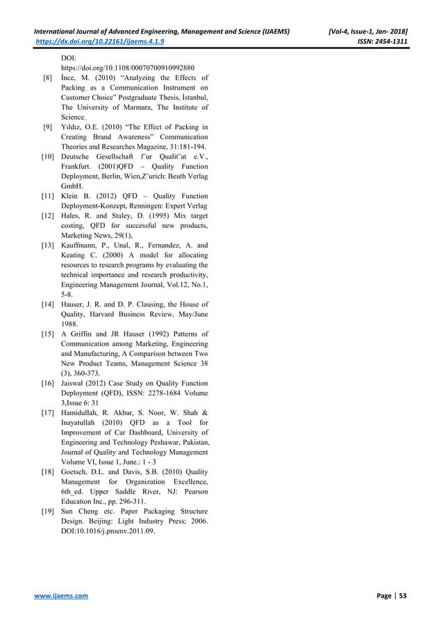 Packing Improvement by using of Quality Function Deployment Method: A Case Study in Spare Part ...