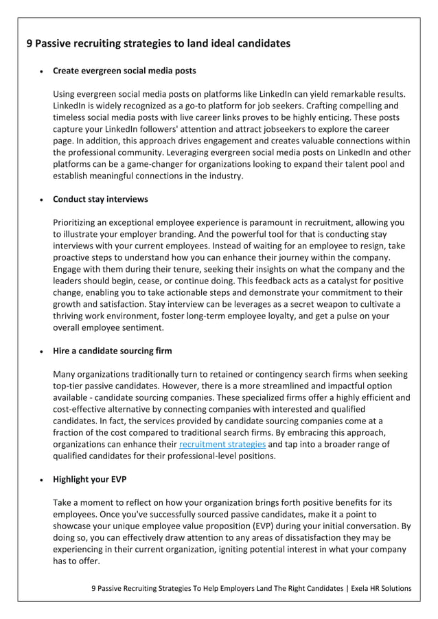 9 Passive Recruiting Strategies To Help Employers Land The Right ...