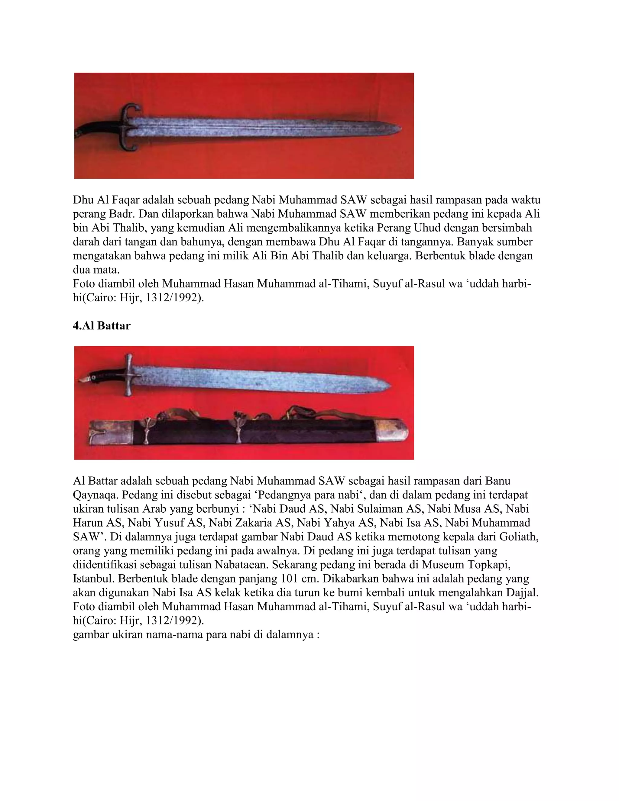 9 pedang milik nabi muhammad saw | DOCX
