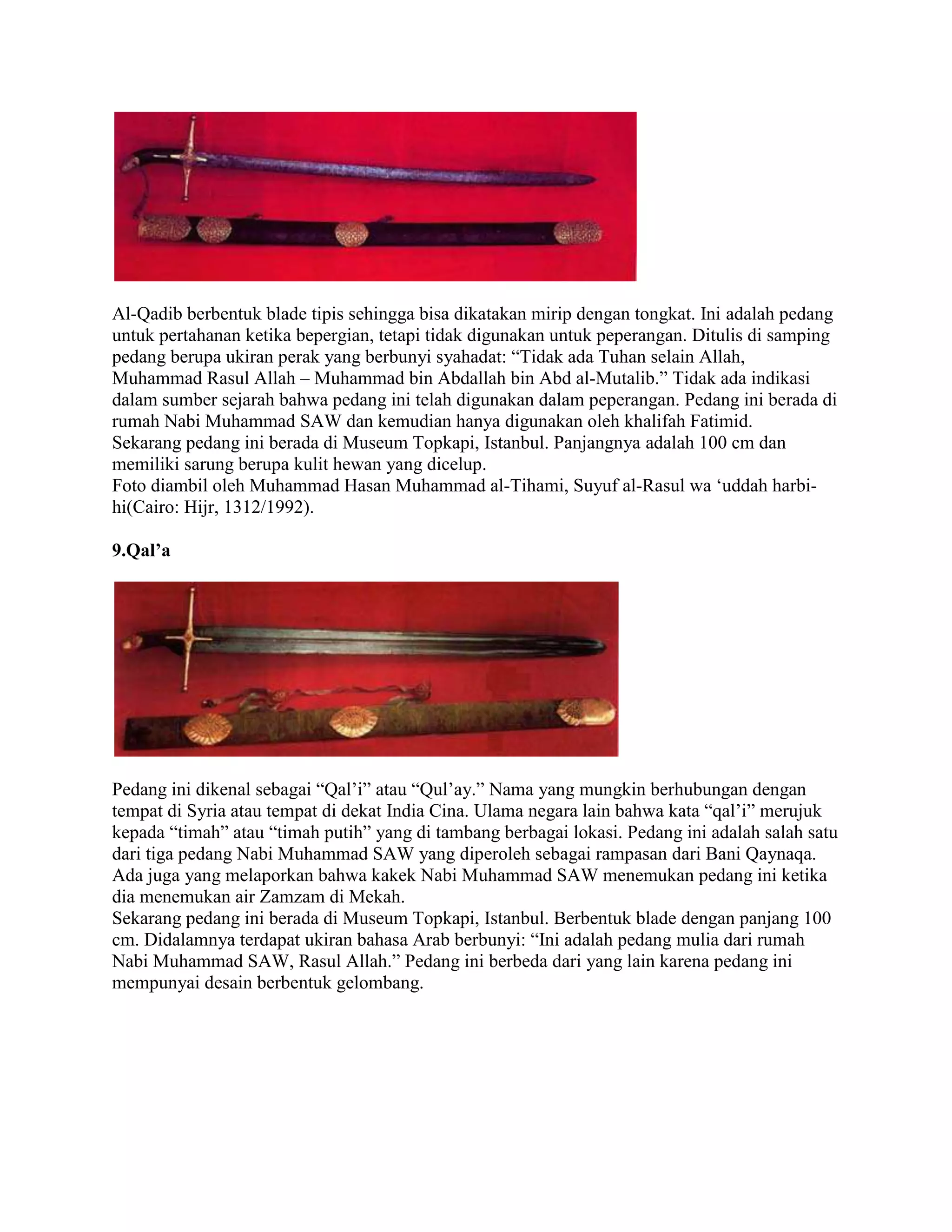 9 pedang milik nabi muhammad saw | DOCX