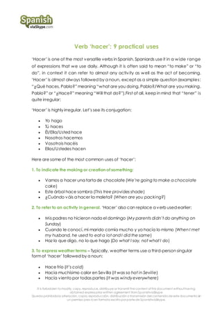 9 practical uses of hacer | PDF