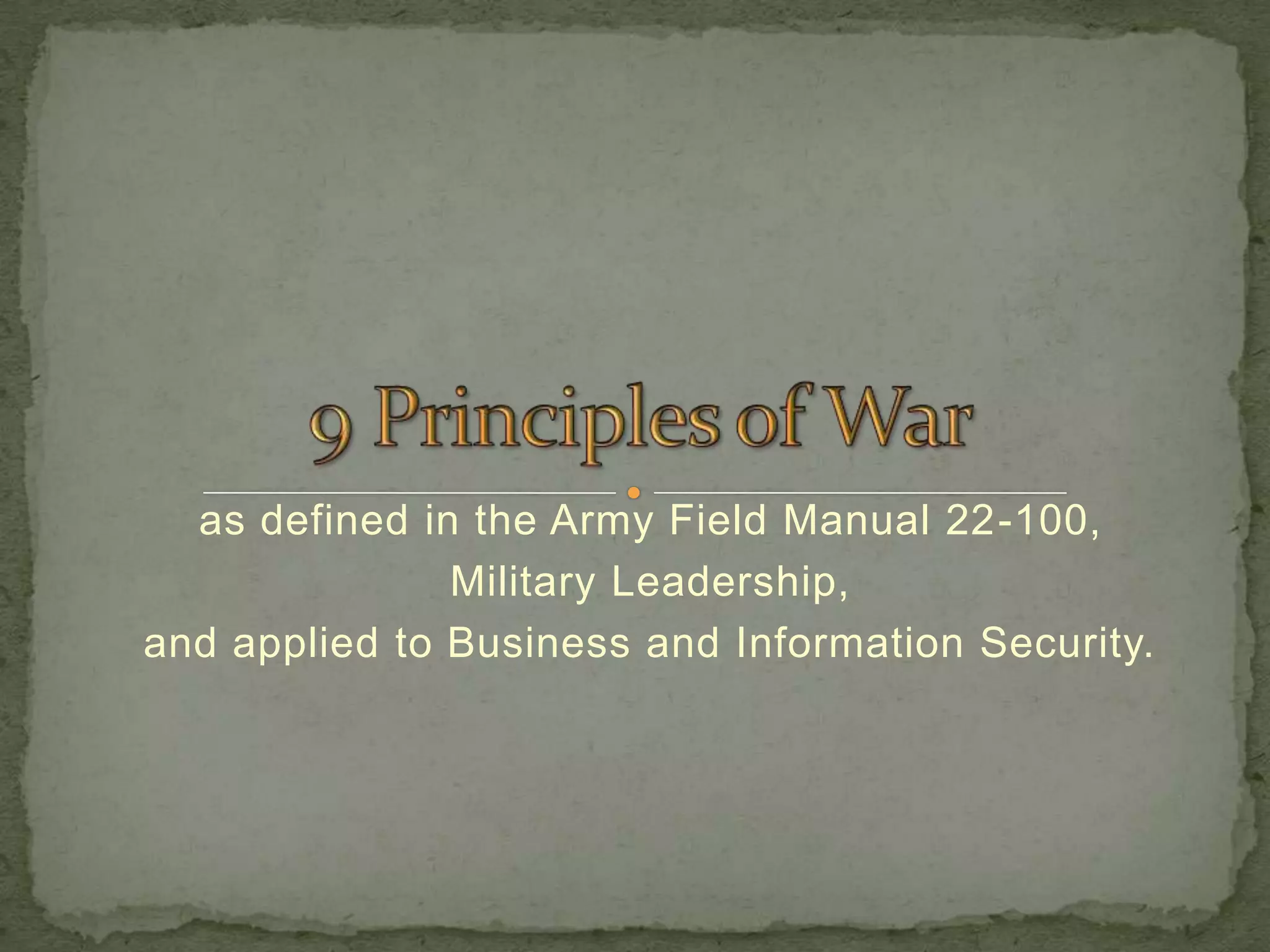 9 Principles Of War | PPTX