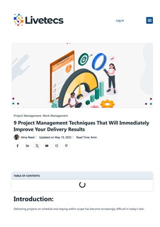 Project Planning Techniques That Improve Delivery | PDF