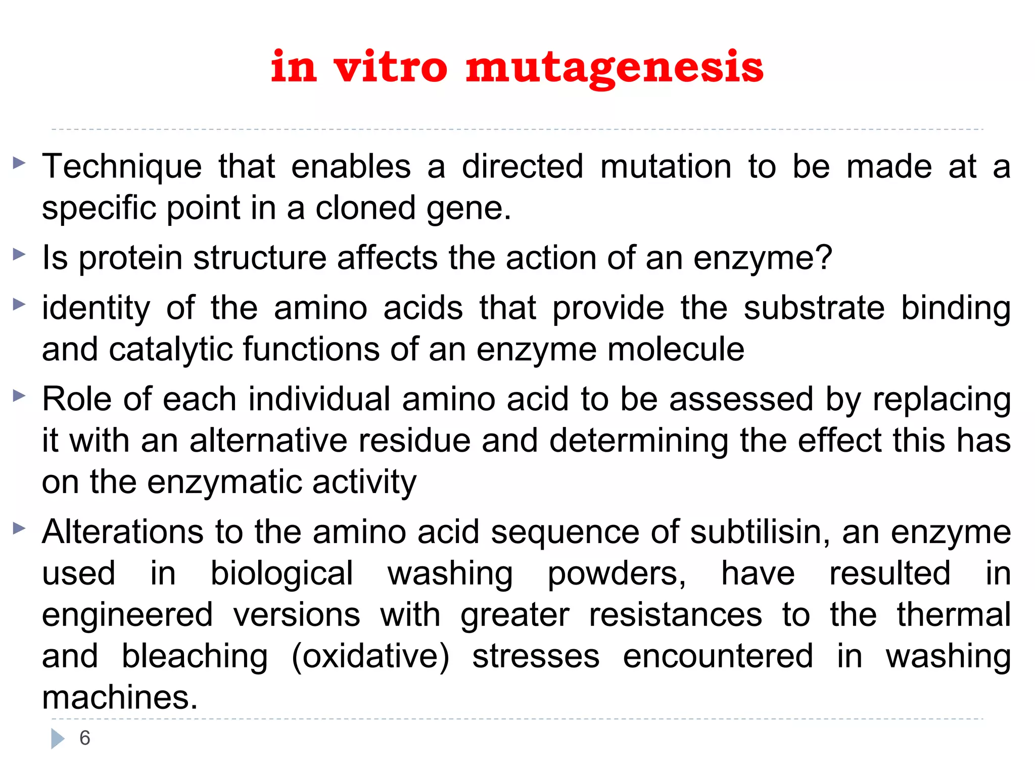 protein engineering and site directed mutagenesis | PPT