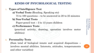 Unit-9 Psychological Testing and Its Implications