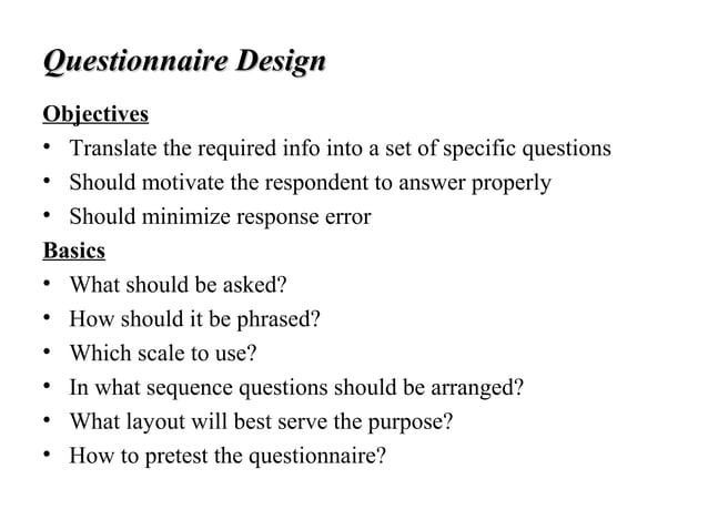9 questionnaire design | PPT