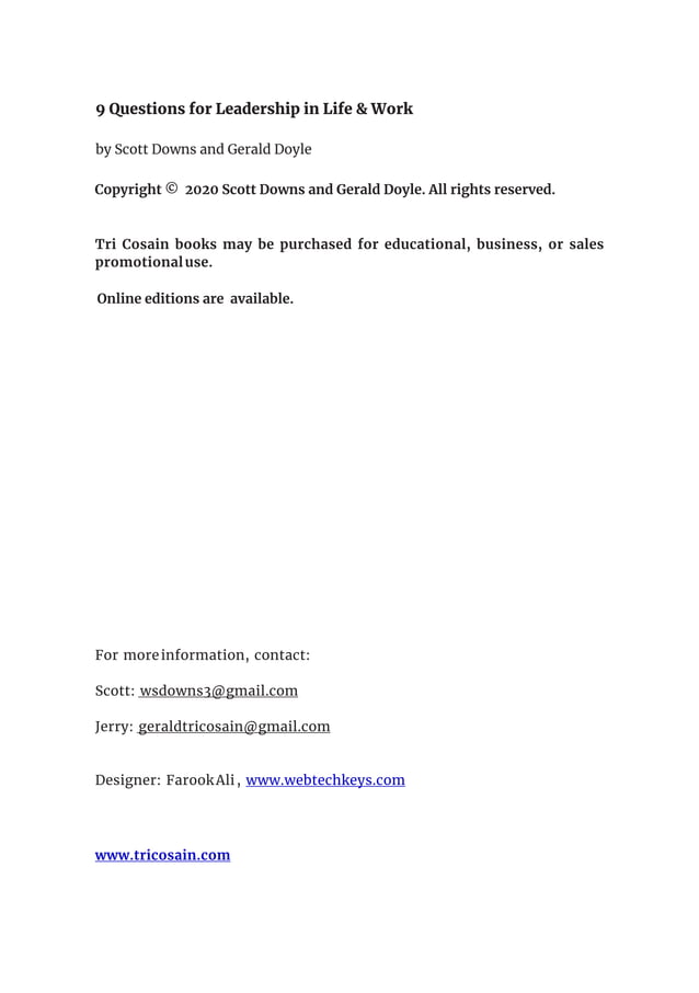 9 Questions for Leadership in Life and Work | PDF