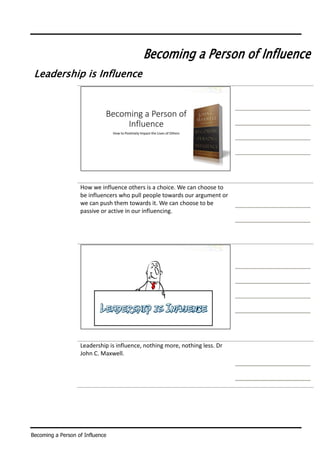 Becoming a person of influence session handout | PDF
