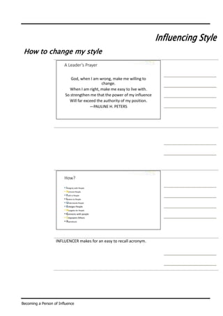 Becoming a person of influence session handout | PDF