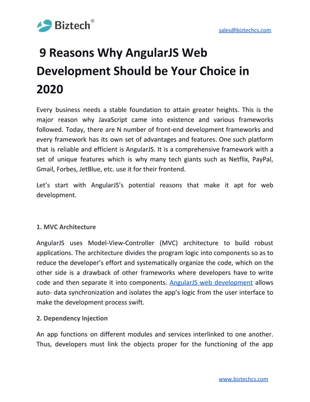 9 reasons why angular js web development should be your choice in 2020 ...
