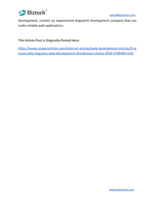 9 reasons why angular js web development should be your choice in 2020 | PDF | Web Development ...
