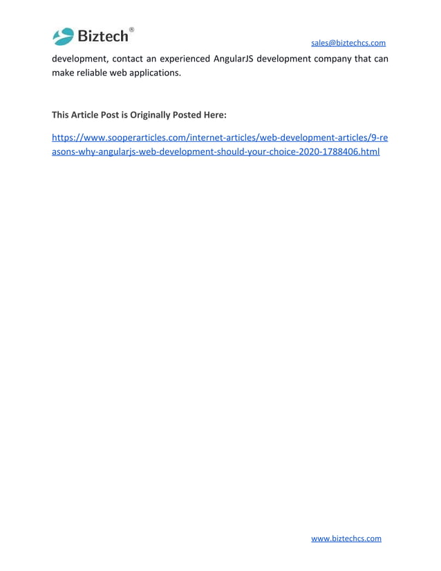 9 reasons why angular js web development should be your choice in 2020 | PDF