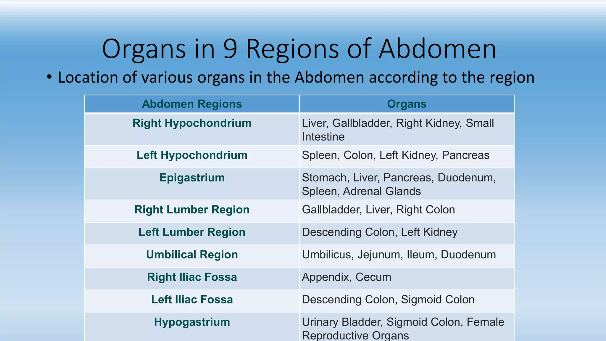 9 region of Abdomen | PPTX