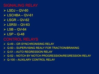 A Detailed presentation on RELAYS in Conventional Locomotives. | PPTX