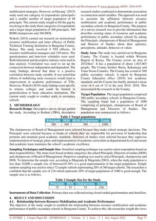 Resource Mobilization and Academic Performance of Public Secondary ...