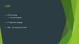 Cobol, lisp, and python | PPTX