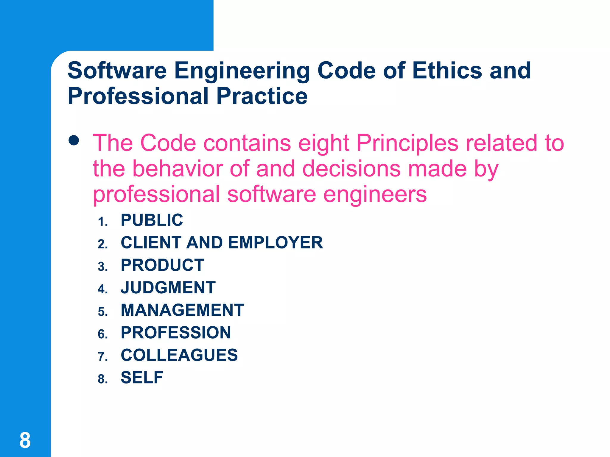 Software Engineering Code Of Ethics And Professional Practice | PPT