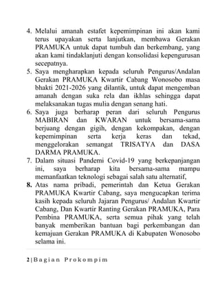 9 sept, sambutan ka kwarcab pada pelantikan pengurus mabicab dan kwarcab | PDF
