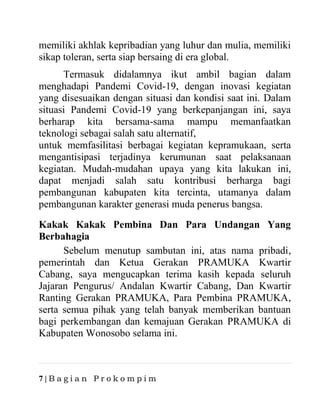 9 sept, sambutan ka kwarcab pada pelantikan pengurus mabicab dan kwarcab | PDF