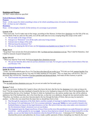 Dominion and Purpose | PDF | Christianity | Religion & Spirituality