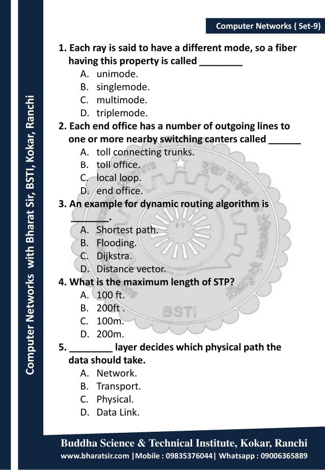 BSTI-BharatSir : Computer Network , Set-9 | PDF