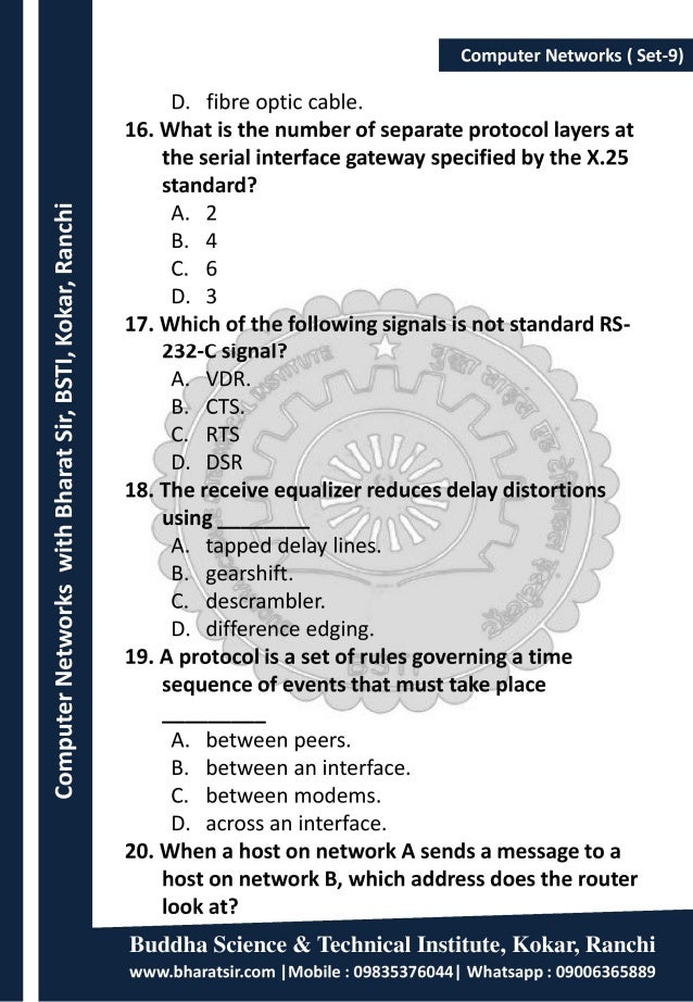 BSTI-BharatSir : Computer Network , Set-9 | PDF
