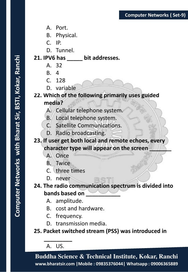 BSTI-BharatSir : Computer Network , Set-9 | PDF