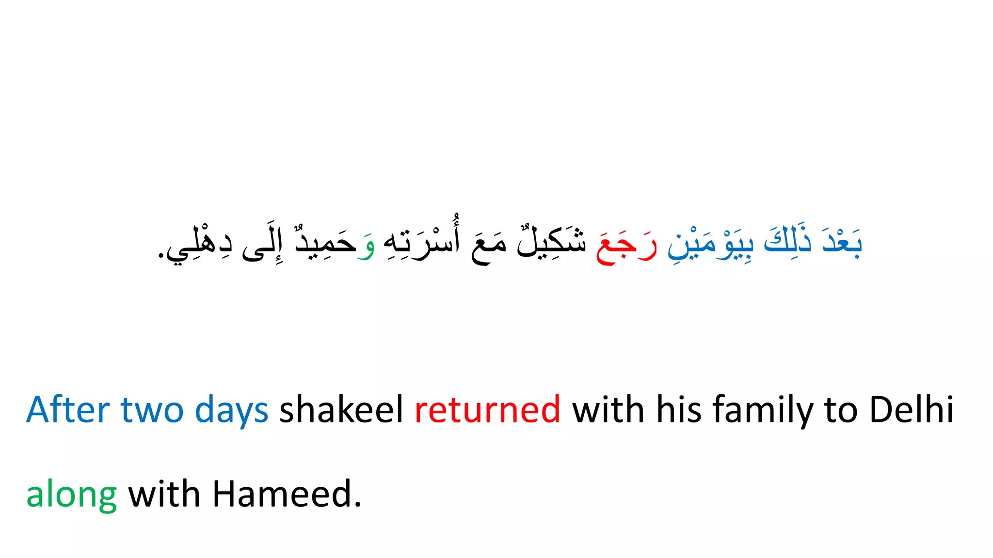 cbse Arabic 10(9) shakeel and hamid travelling to delhi | PPTX
