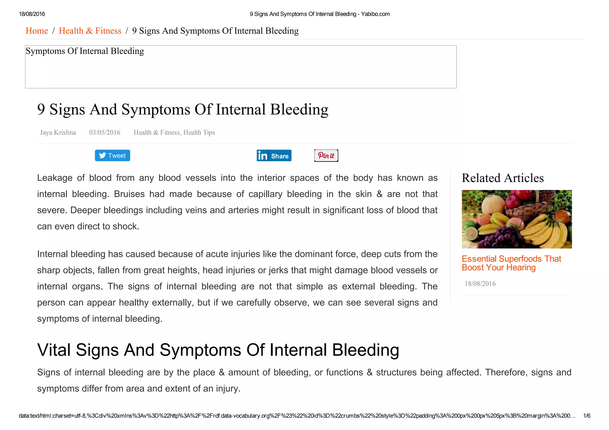 9 signs and symptoms of internal bleeding yabibo | PDF | Blood ...