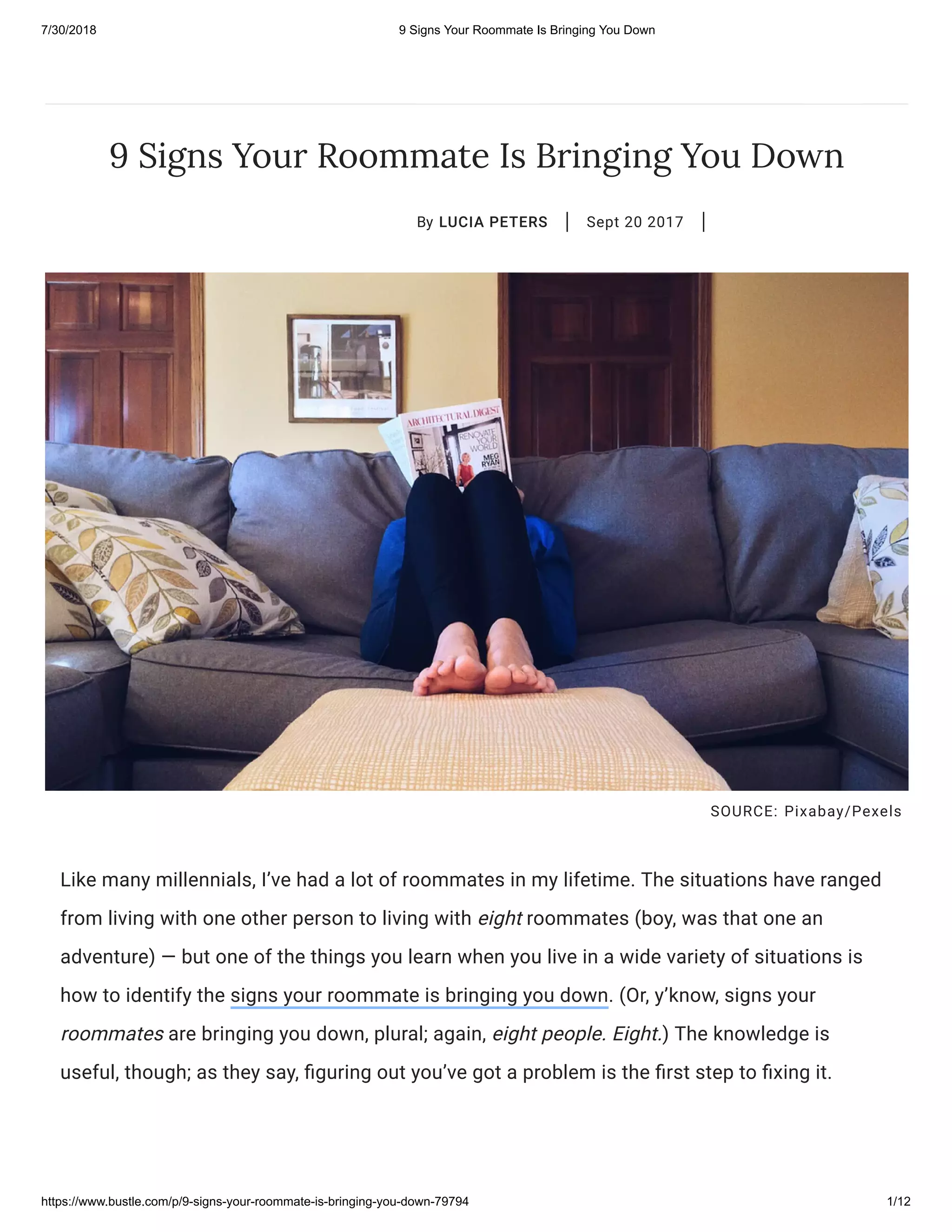 9 signs your roommate is bringing you down | PDF
