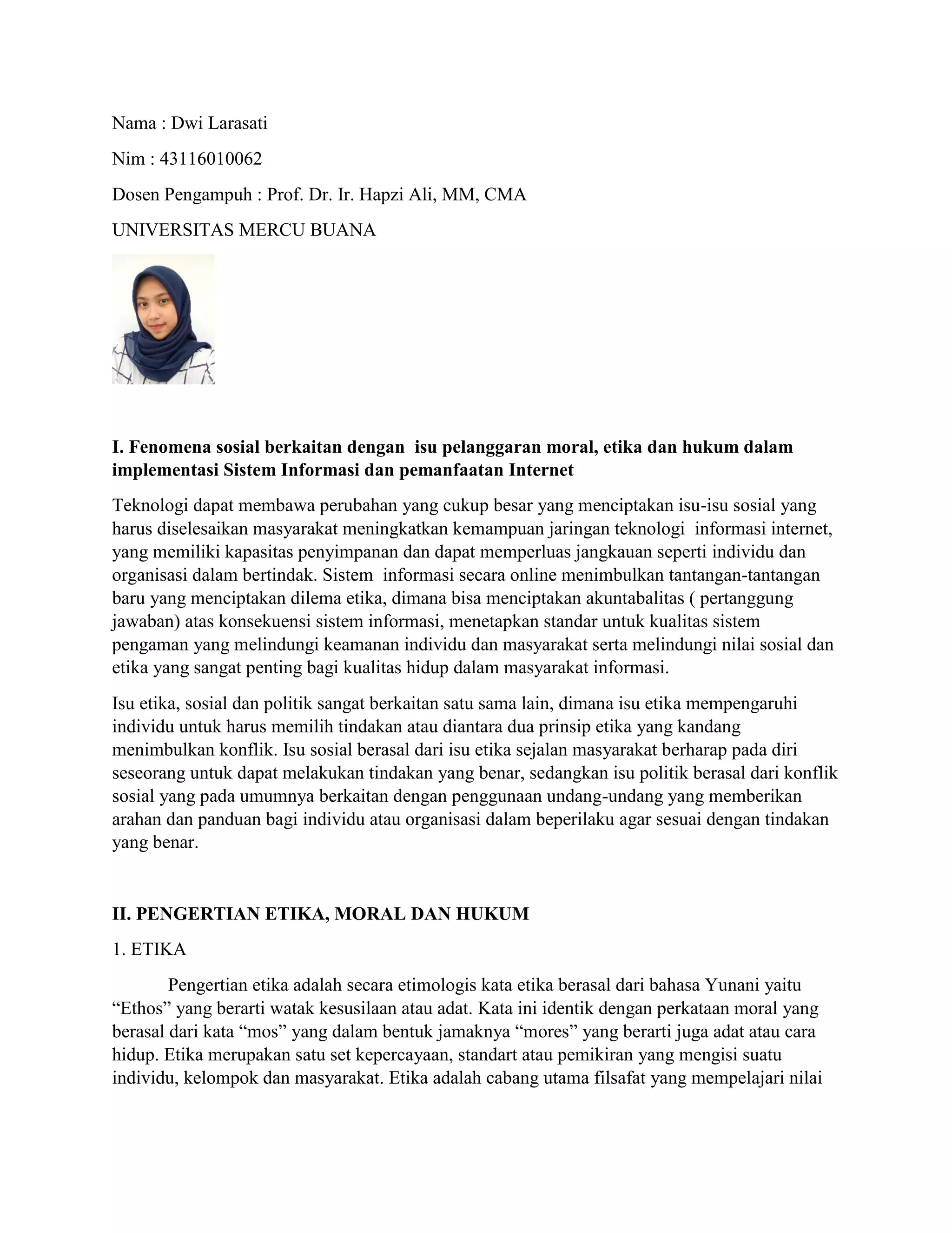 9,sim, dwi larasati, hapzi ali, fenomena sosial berkaitan dengan isu pelanggaran moral, etika ...