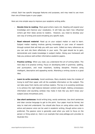 9 Simple and Effective Ways to Improve Academic Writing Style | PDF