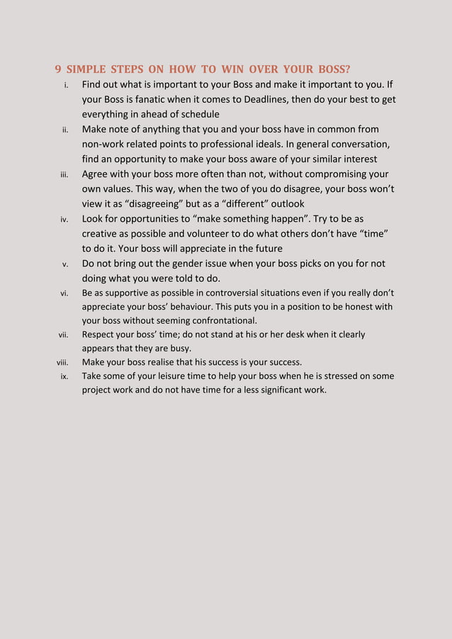 9 simple steps on how to win over your boss | PDF